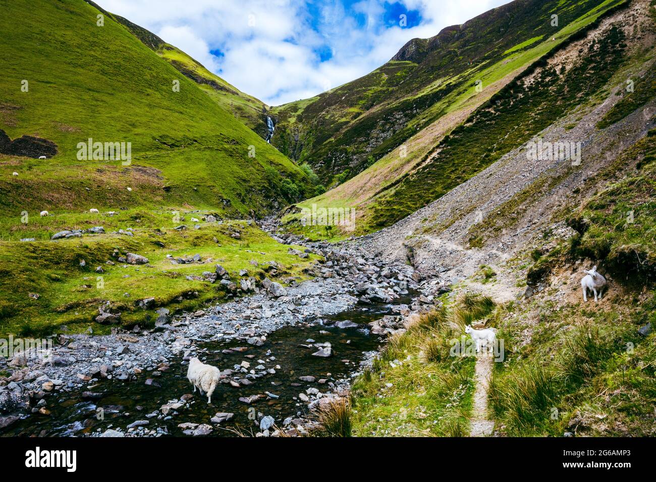 Aerial view of The Grey Mare's Tail, a waterfall near Moffat, Scotland ...