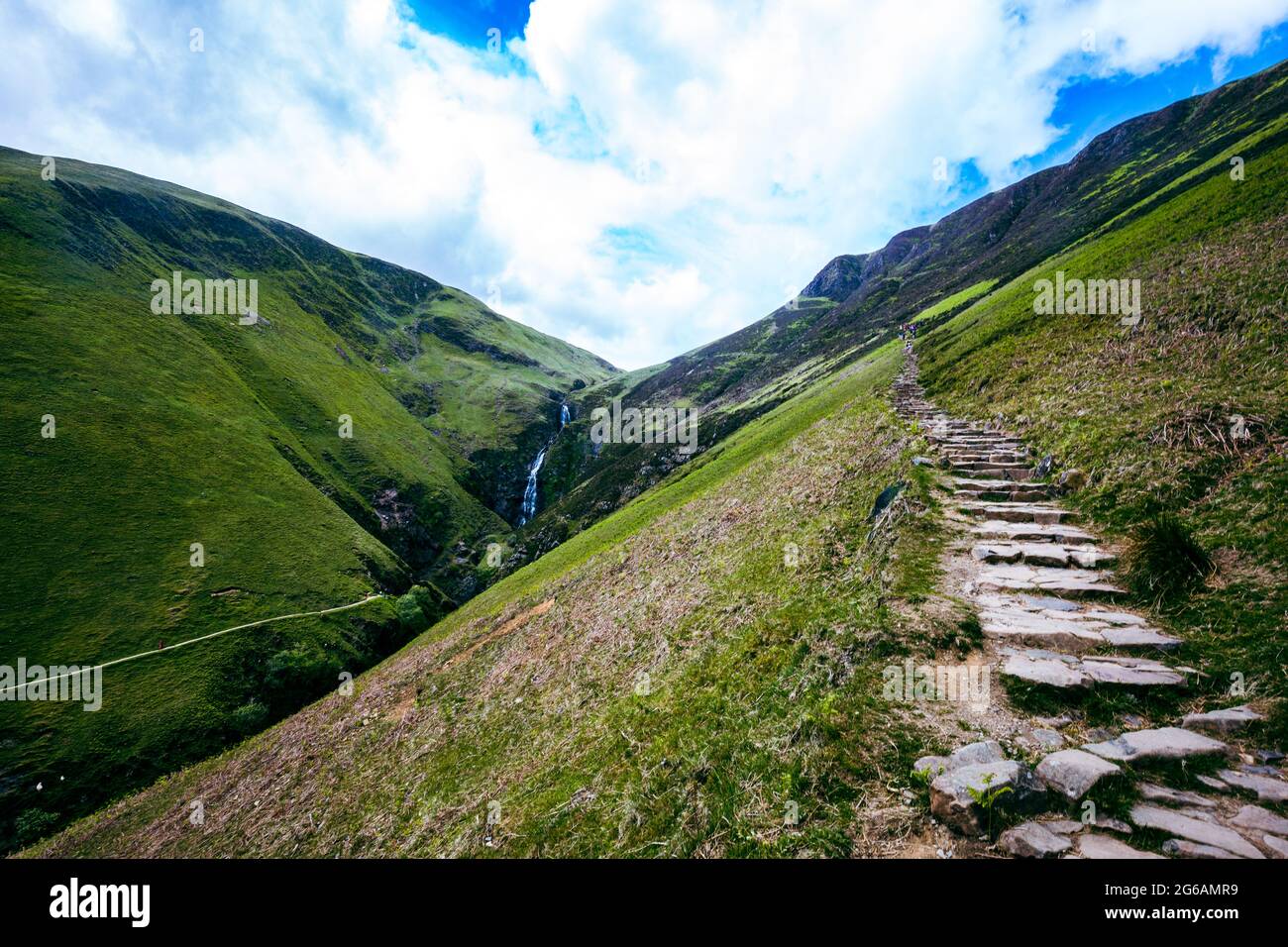 Aerial view of The Grey Mare's Tail, a waterfall near Moffat, Scotland ...