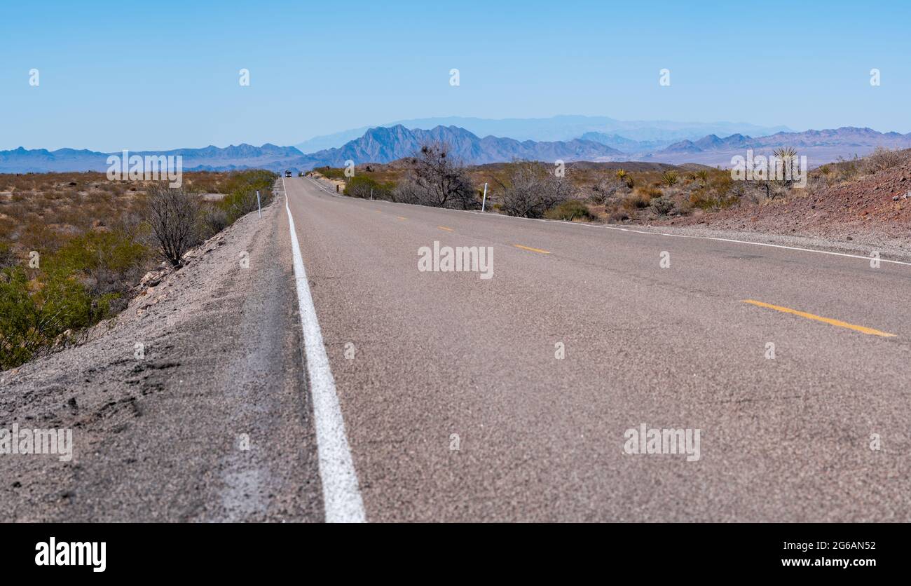Low Angle View of Tww Way Road in the Navada Desert Stock Photo - Alamy