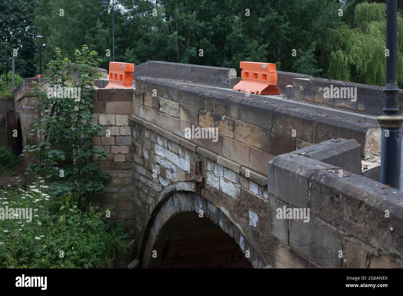 Bridge ver River Derwent at Stamford Bridge with damage July 2021 Stock ...