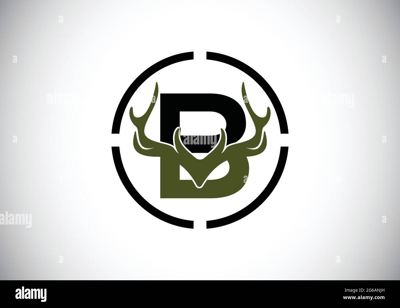Letter B with deer antlers in target shape, flat style logo design ...