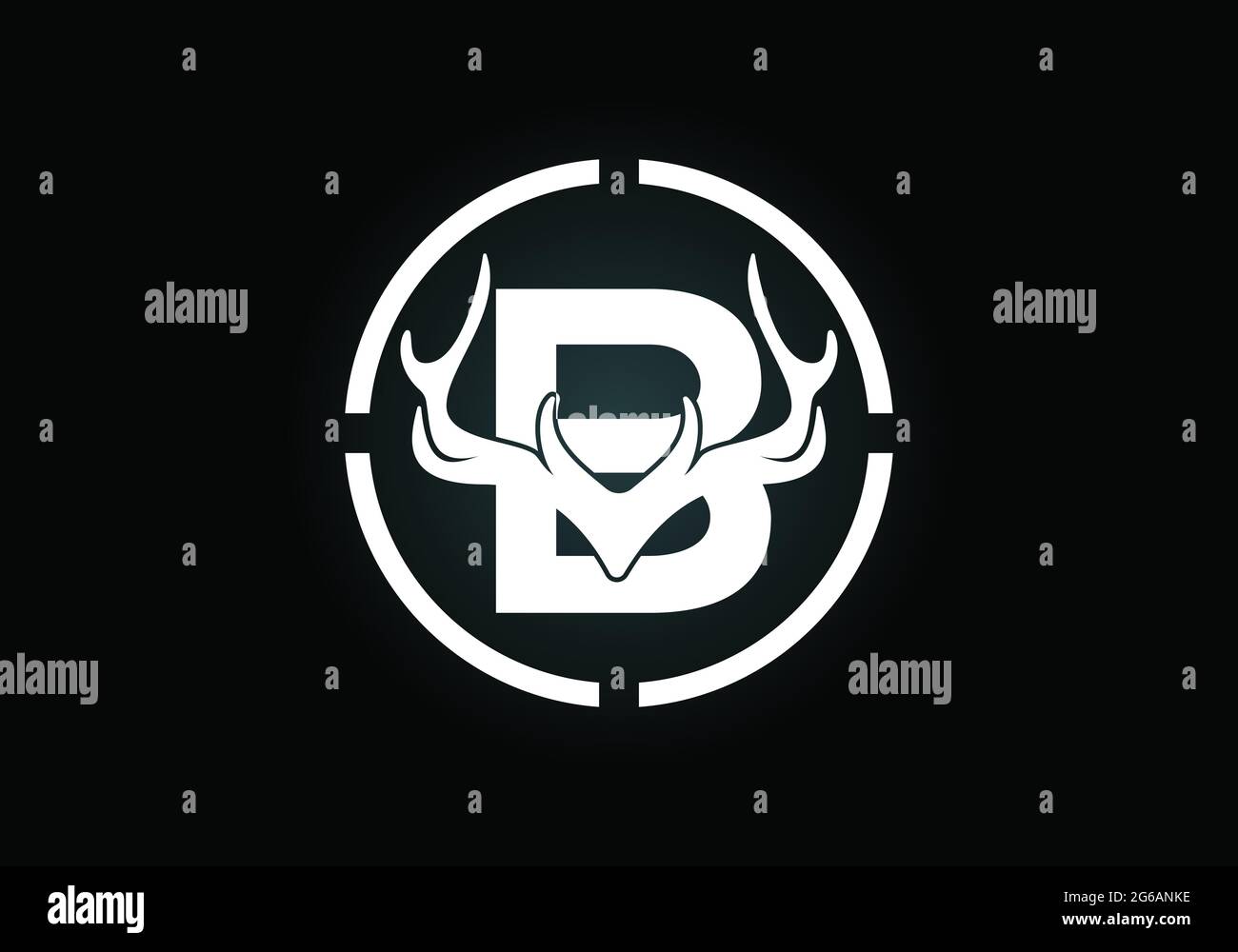 Letter B with deer antlers in target shape, flat style logo design ...