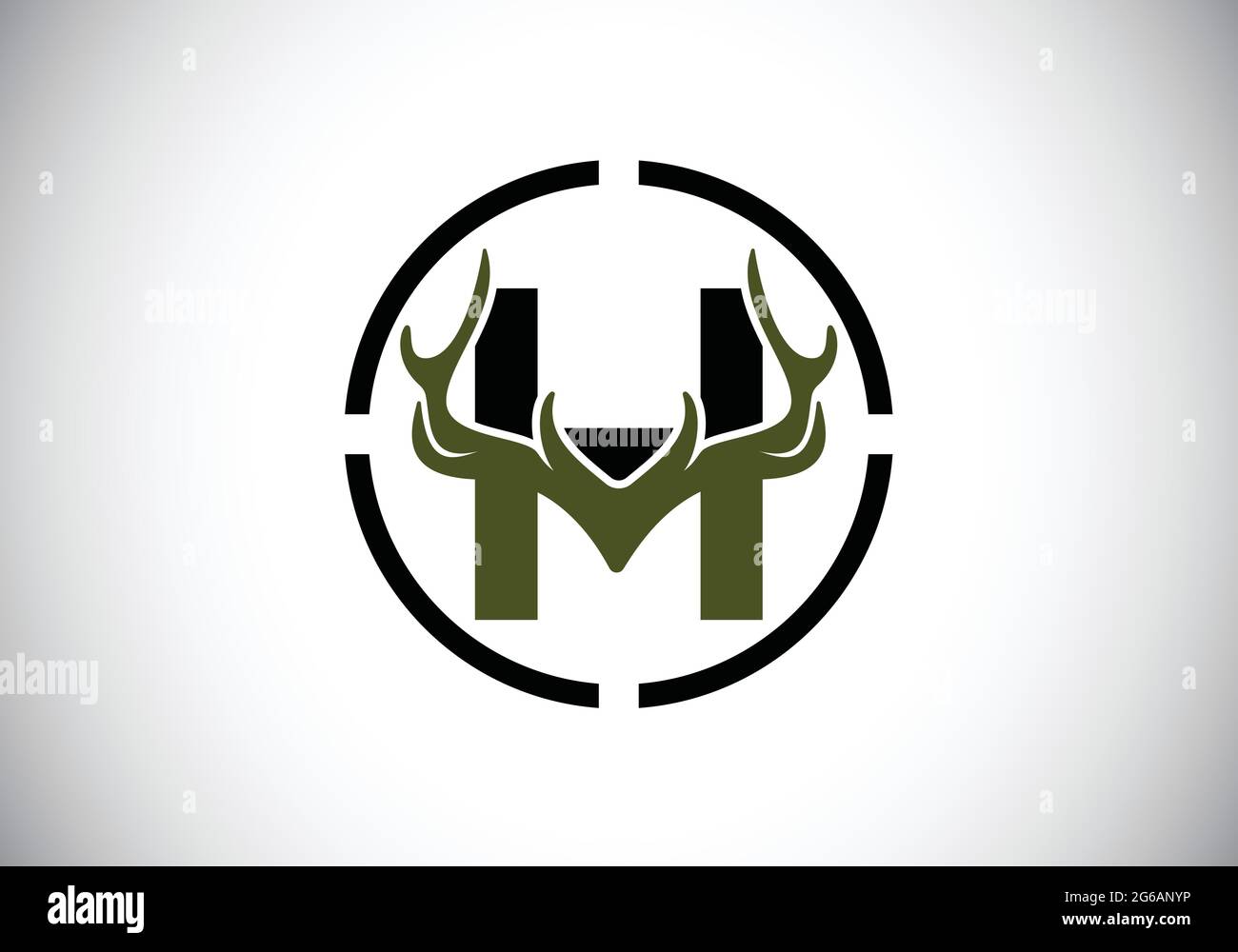Letter H with deer antlers in target shape, flat style logo design ...