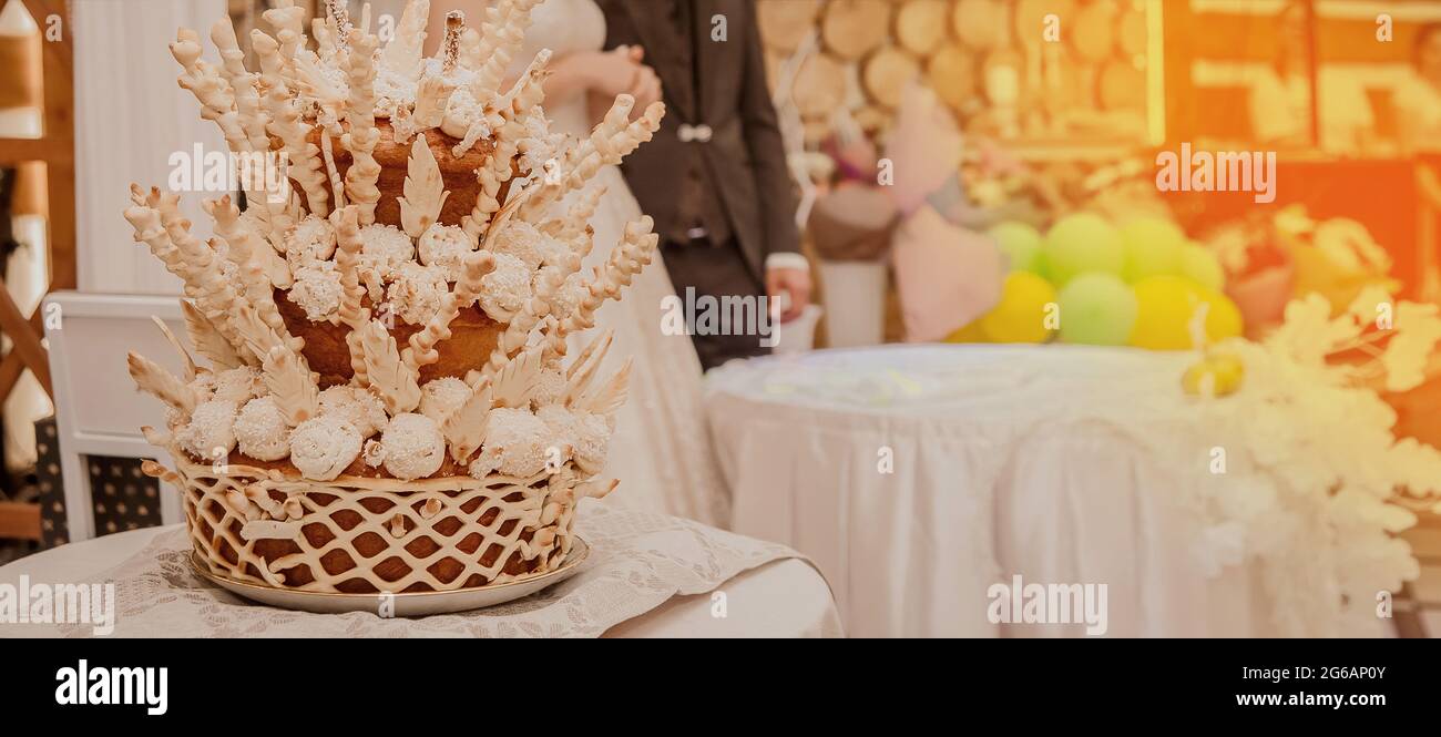 Wedding pastries, multi-tiered decorative pie, confectionery delicacy ...