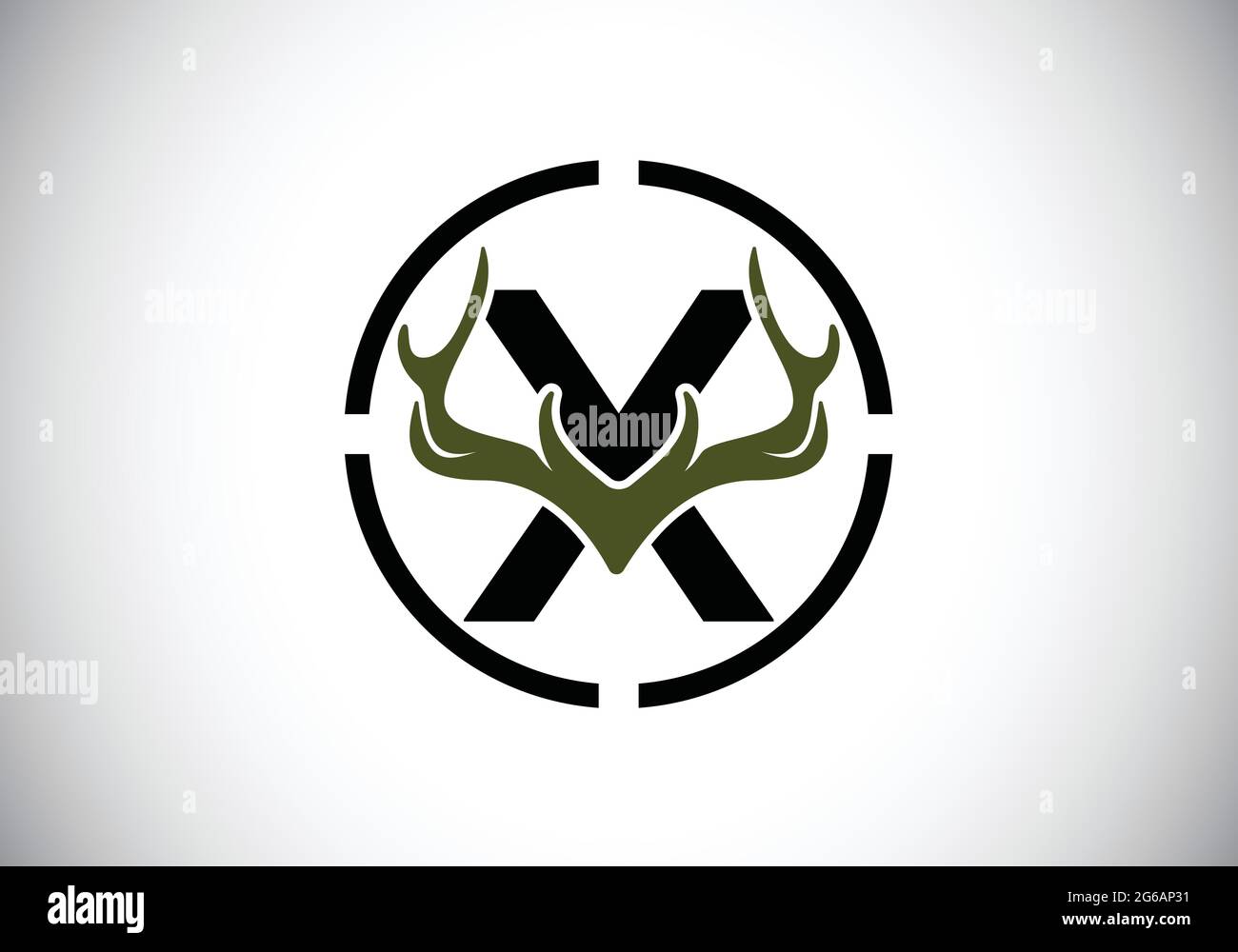 Letter X with deer antlers in target shape, flat style logo design ...