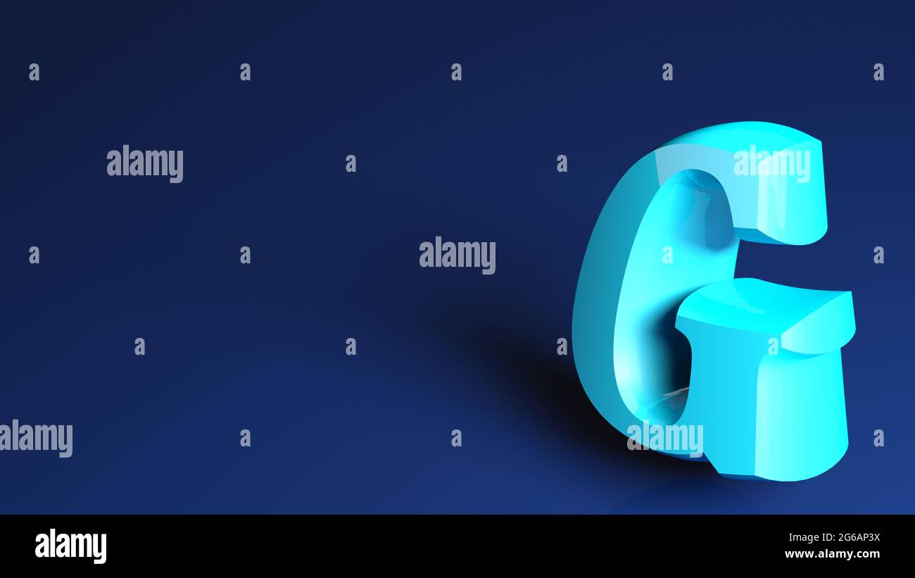 Blue background with G letter - 3D rendering illustration Stock Photo ...