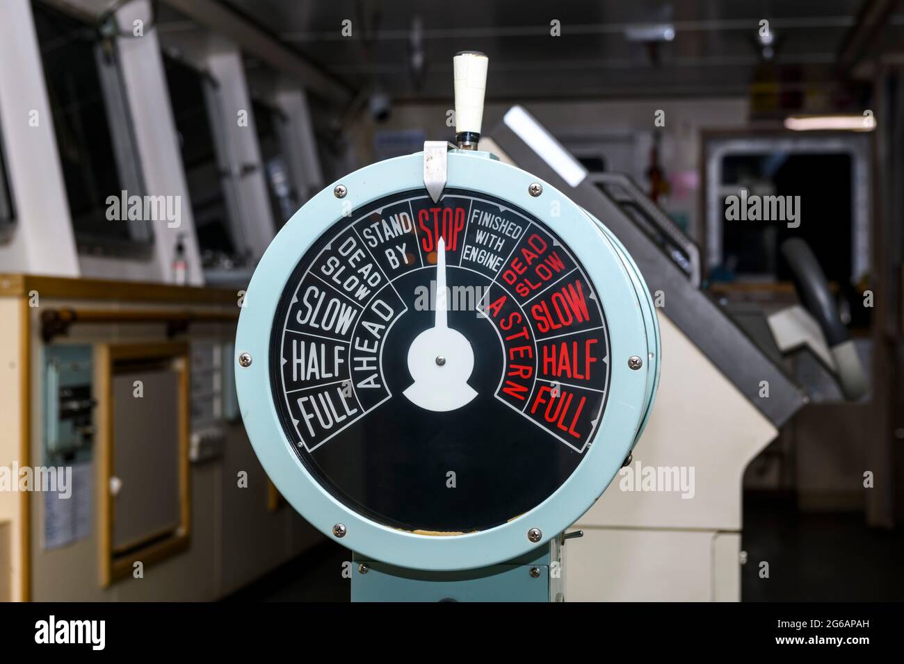 Ship's control device. Engine control from navigational bridge Stock ...