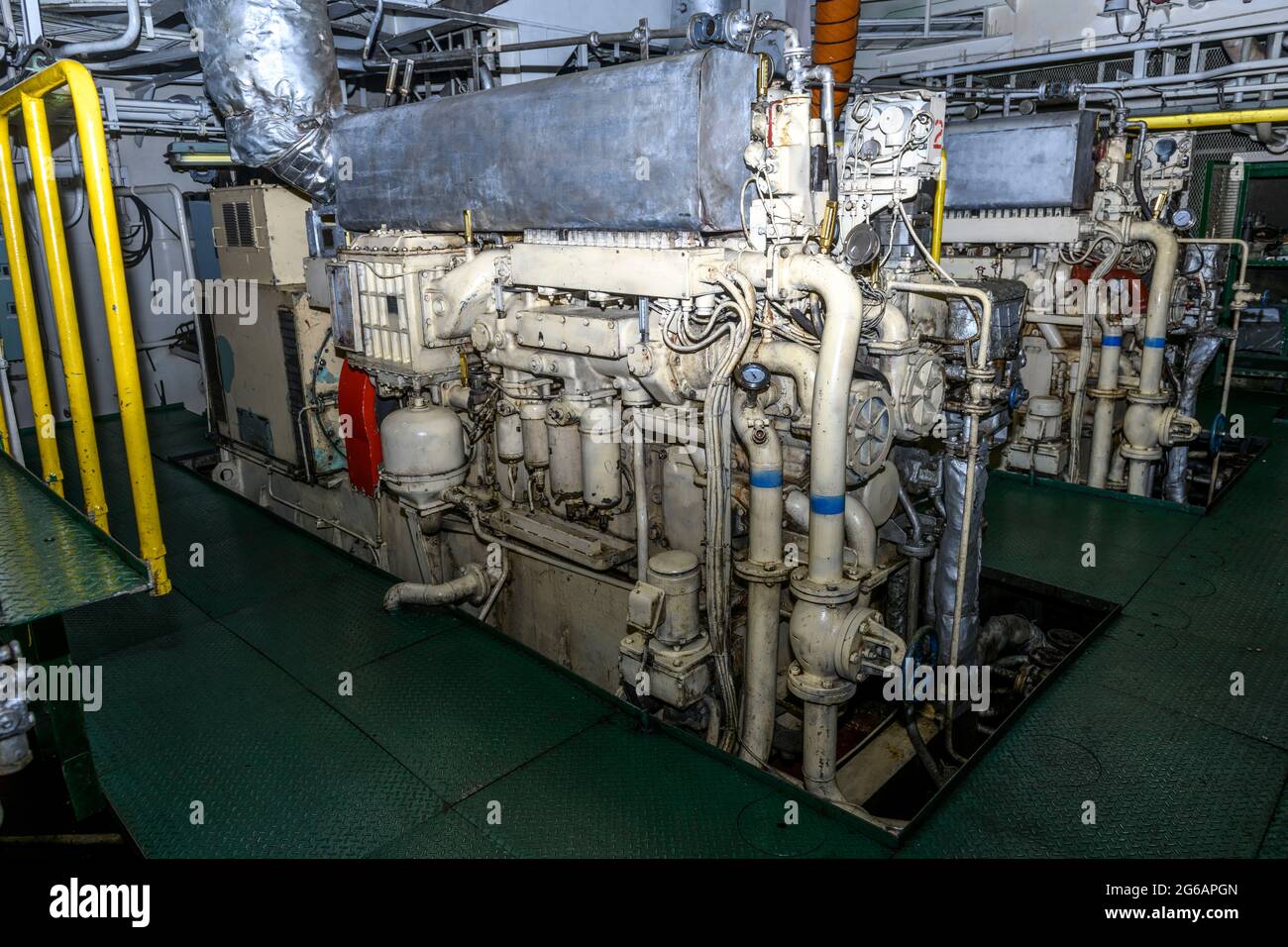 Marine engine. Diesel generator. Engine room interior Stock Photo - Alamy