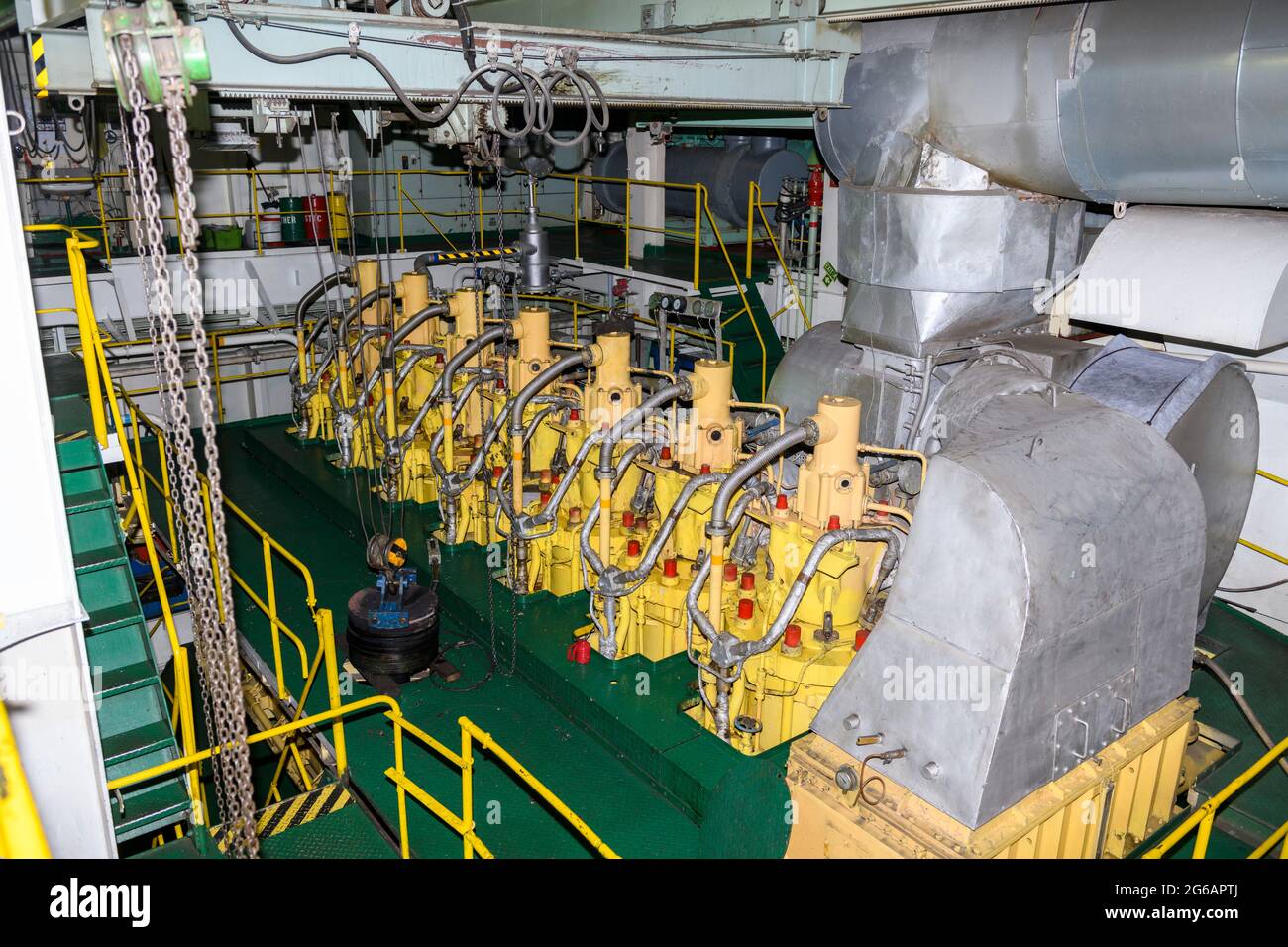 Marine engine. Diesel generator. Engine room interior Stock Photo - Alamy