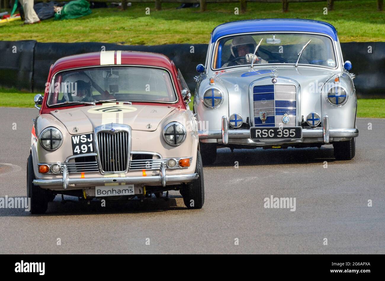 Riley one point five classic saloon, vintage racing car competing in ...