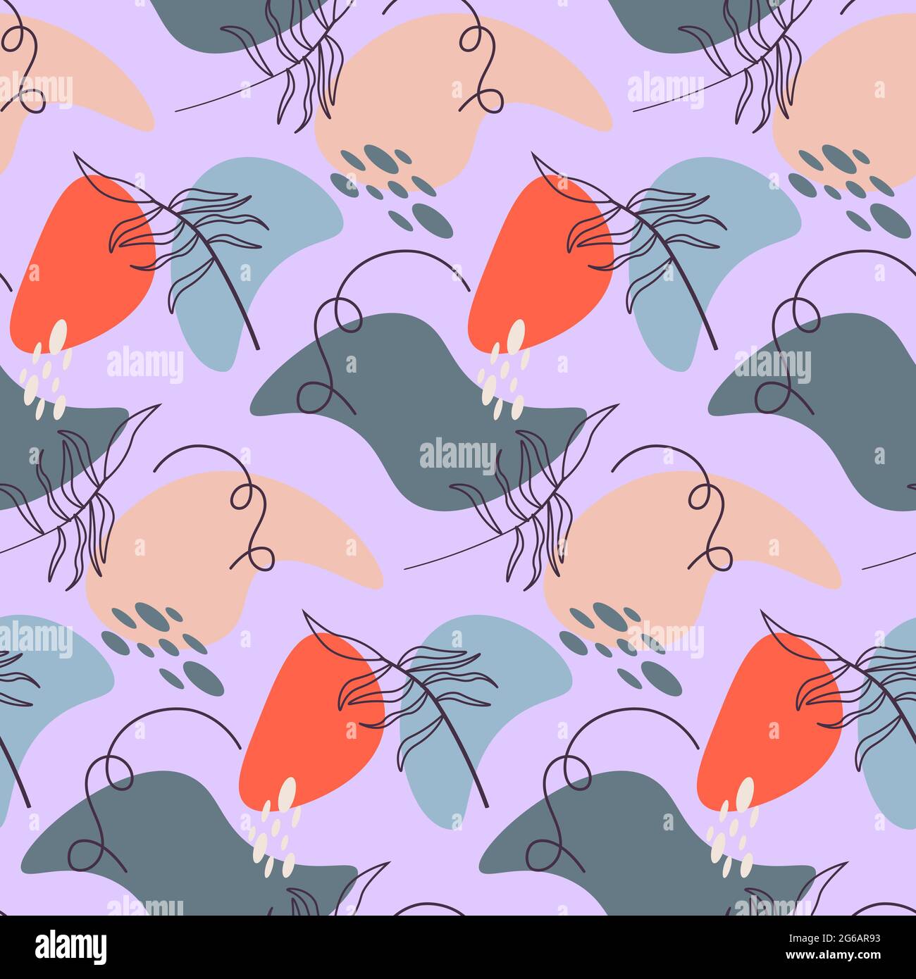 Pattern with abstract spots and leaves. Modern creative design Stock ...