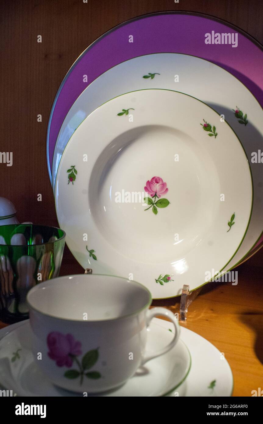 Augarten porcelain, plates and cup Stock Photo - Alamy