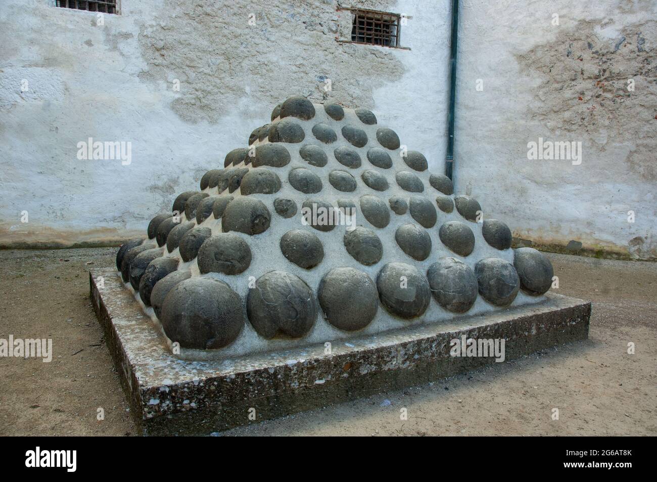 Stacks of cannon bullets fortress Hohensalzburg Stock Photo - Alamy