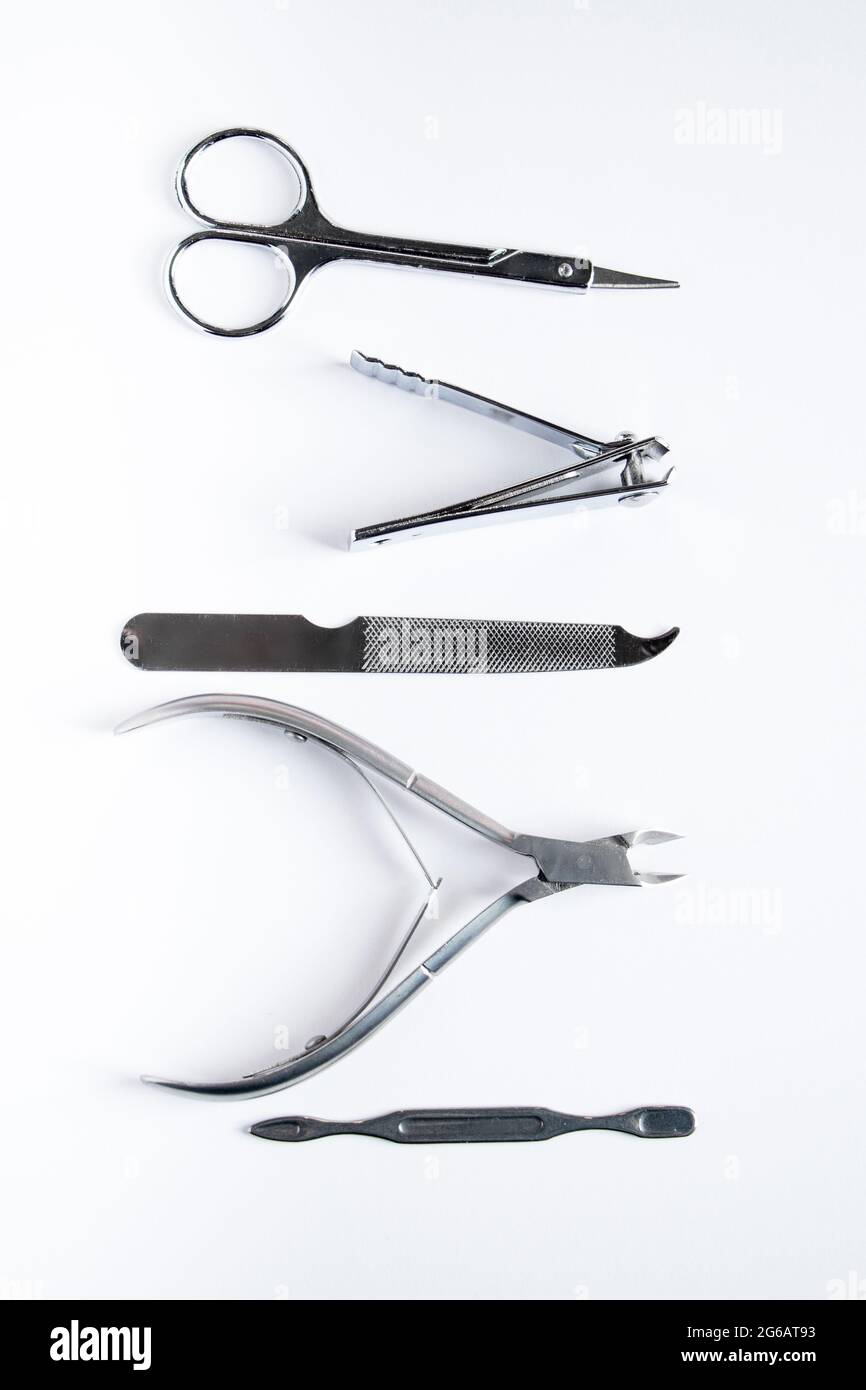 Tools for manicure and nail care on a white background Stock Photo - Alamy