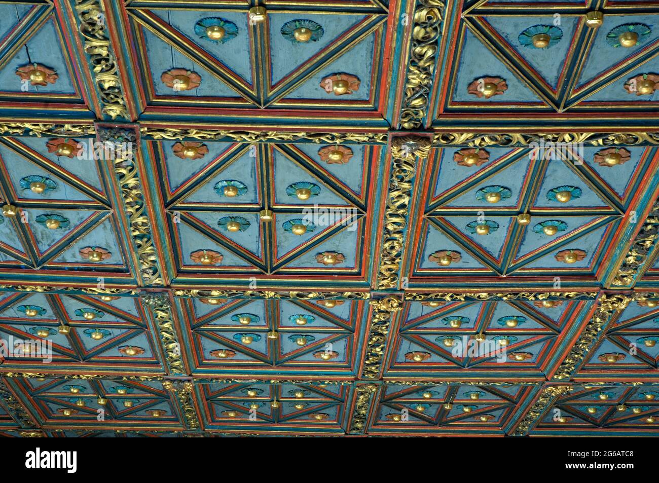 Coffered ceiling in the Golden Hall of the Hohensalzburg Fortress Stock ...