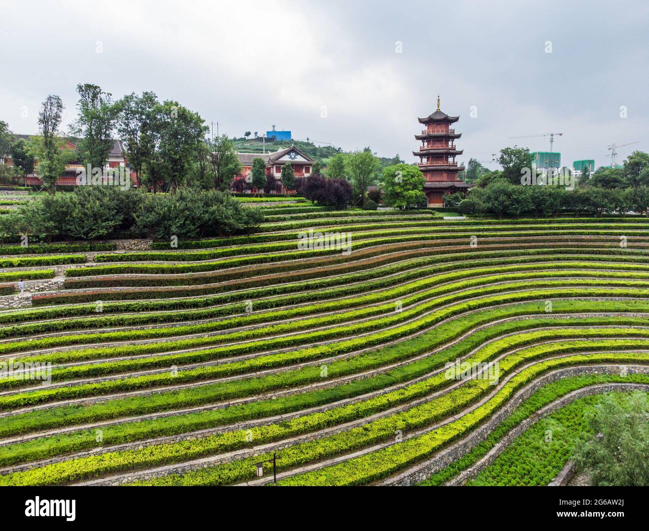 BIJIE, CHINA - JULY 4, 2021 - Aerial view of terraces in Shexiang ...