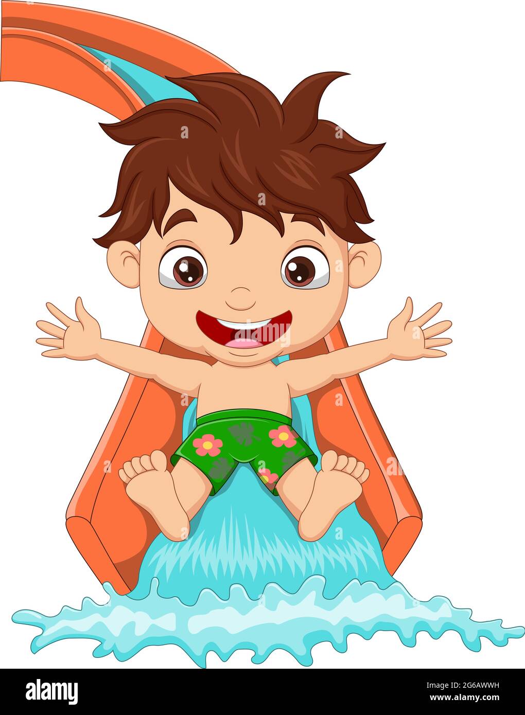 Boy sliding on slide park Stock Vector Images - Alamy