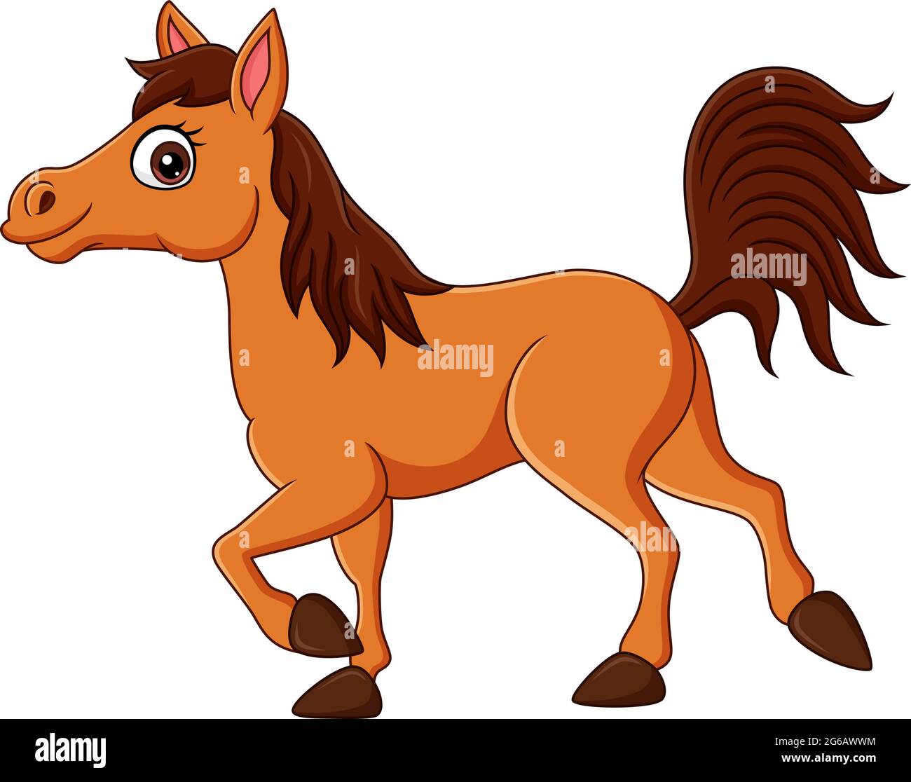 Cartoon brown horse isolated on white background Stock Vector Image ...