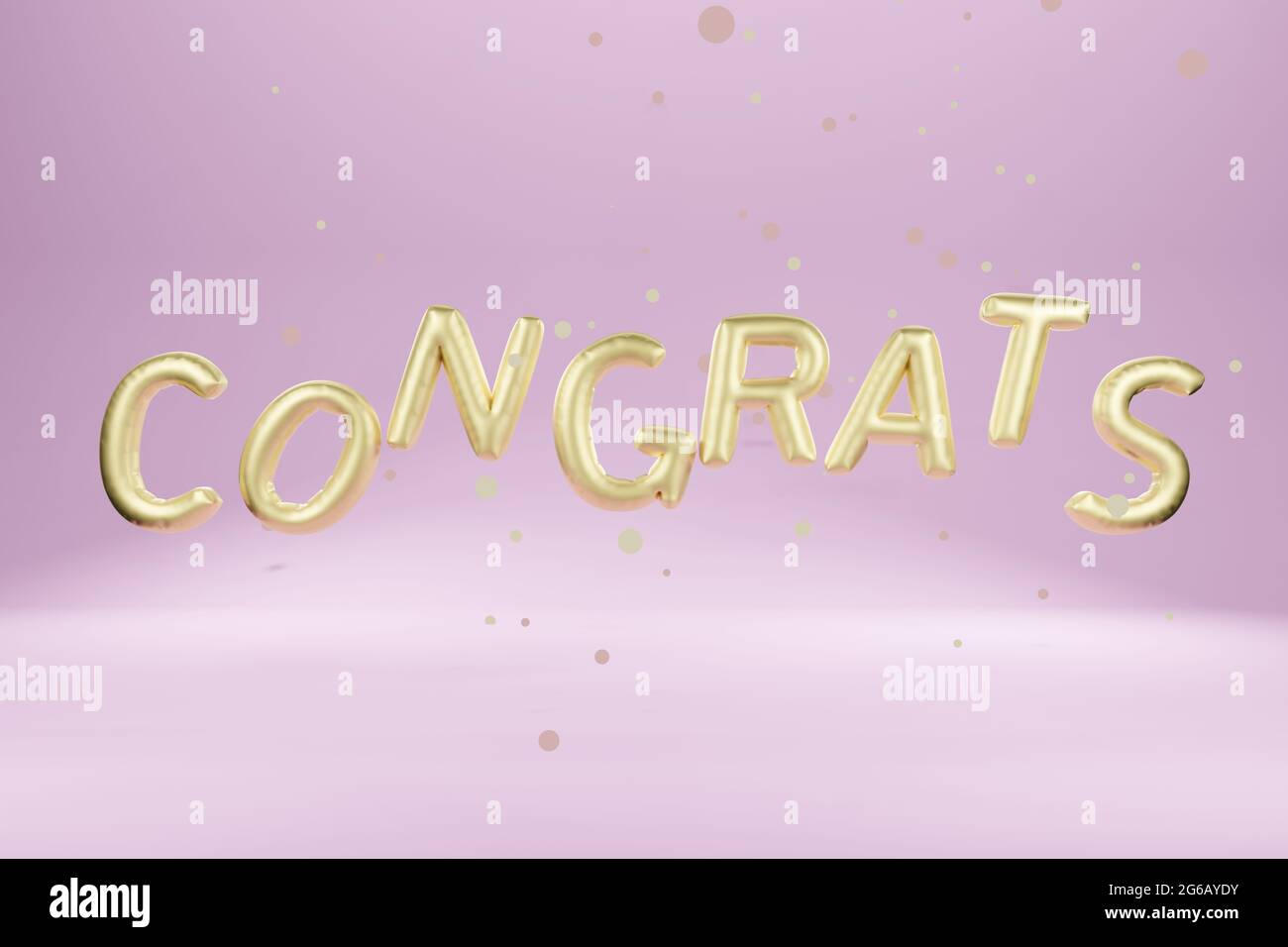 Celebration message CONGRATS greeting card. Golden balloon sparkling on ...