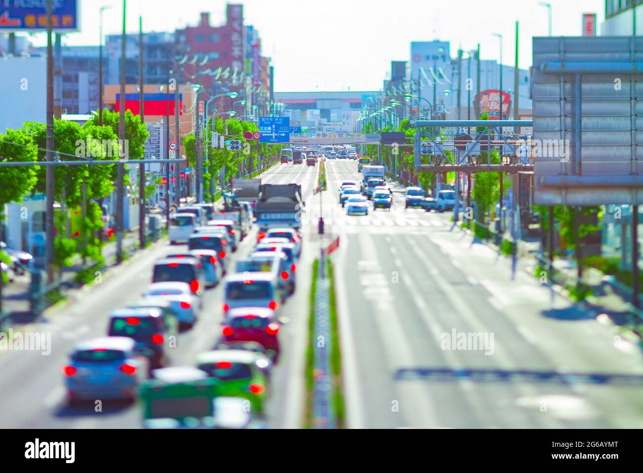 A miniature traffic jam at the downtown street in Tokyo tiltshift Stock ...
