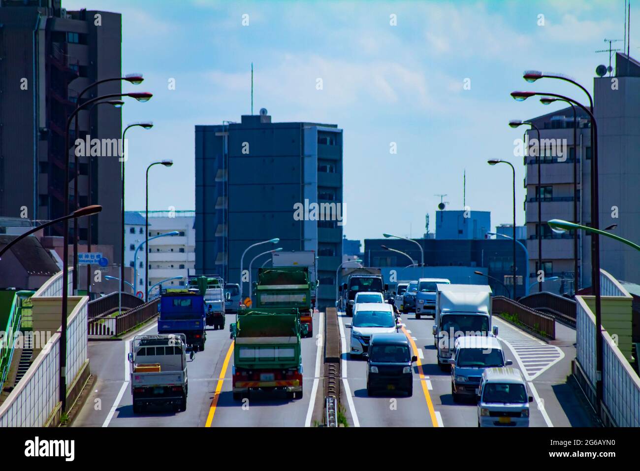 A traffic jam at the downtown street in Tokyo daytime long shot Stock ...