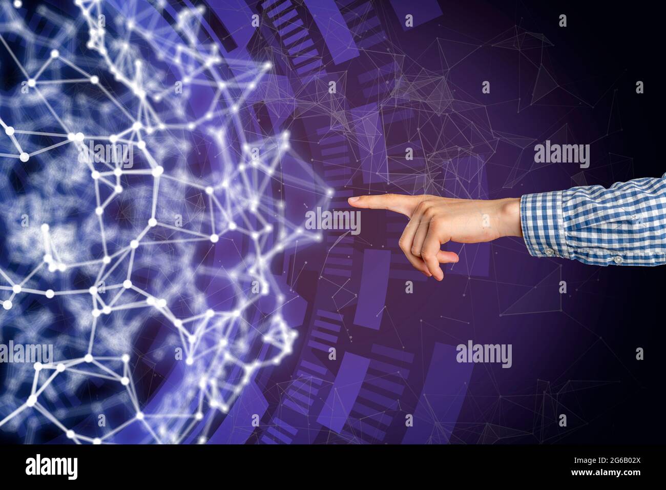 persons hand use digital interface, worldwide communication system ...