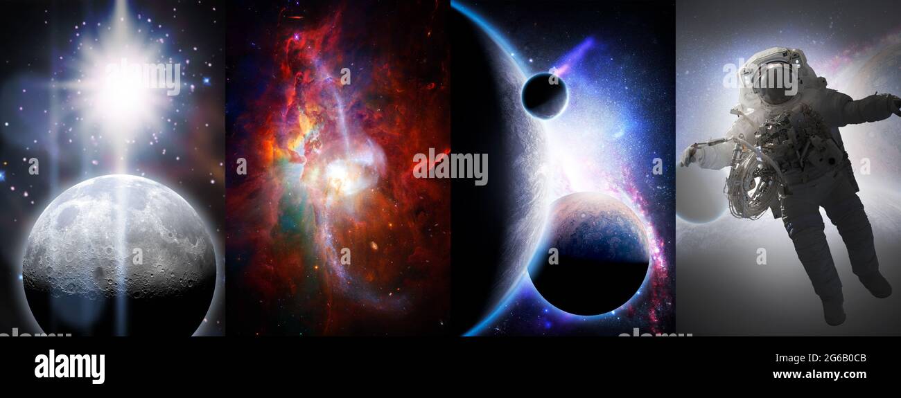 space science collage consisting of planets and cosmos, elements of ...