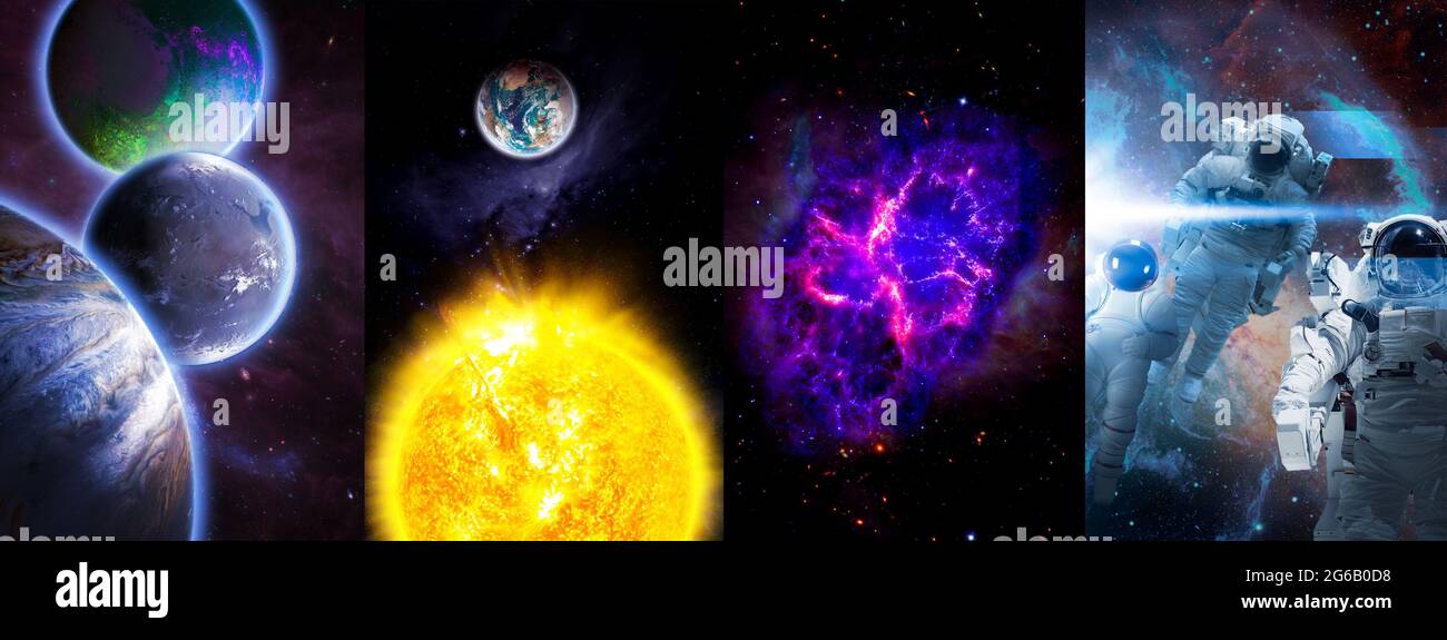 space science collage consisting of planets and cosmos, elements of ...