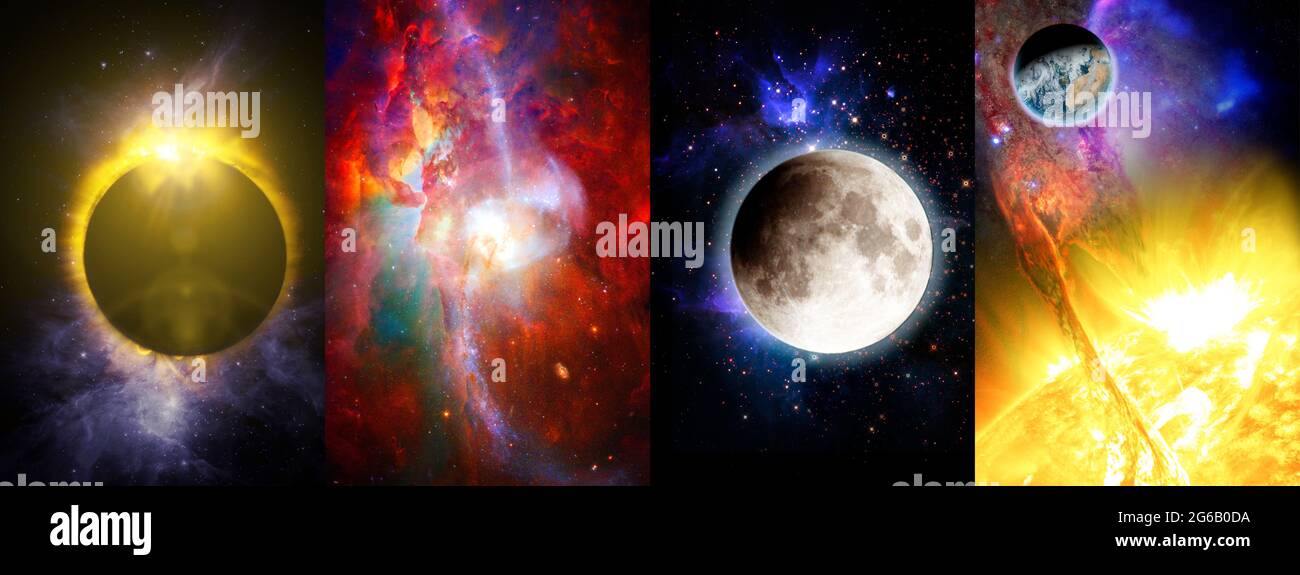 space science collage consisting of planets and cosmos, elements of ...