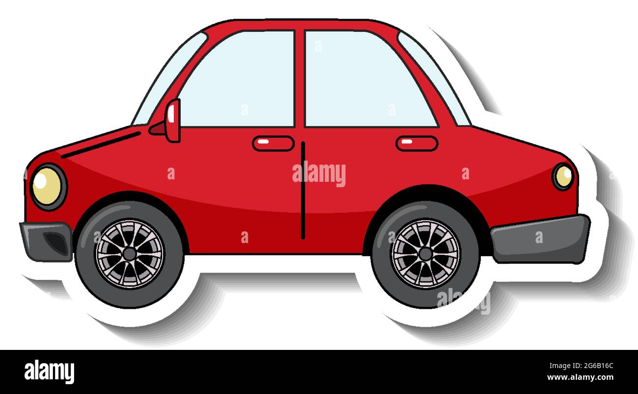 Sticker template with a red car isolated illustration Stock Vector ...