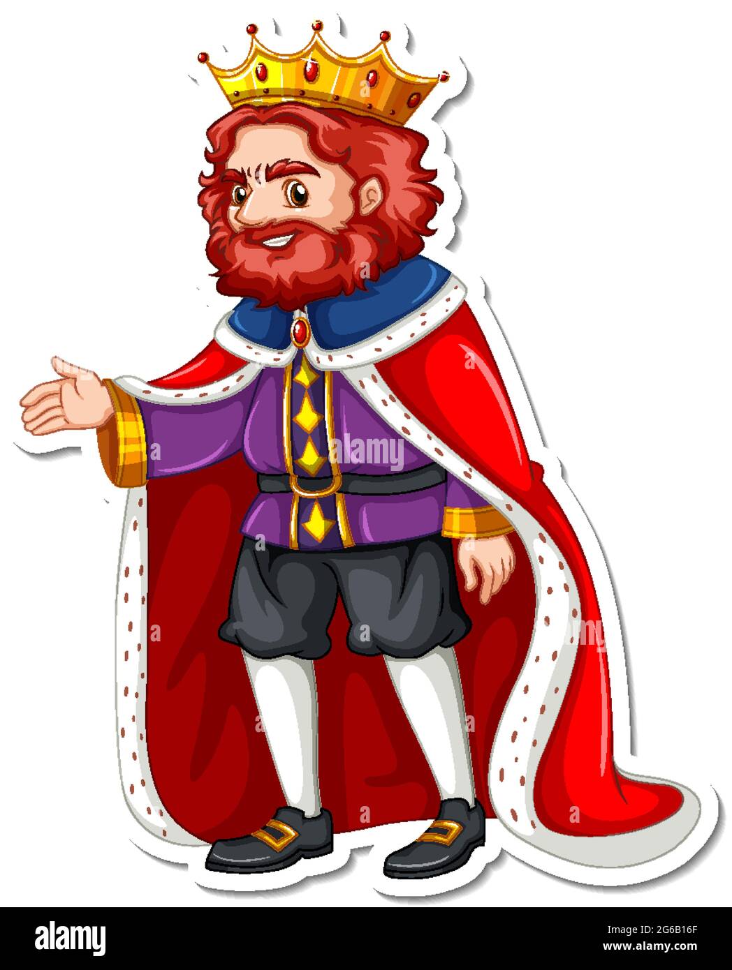 A king with red robe cartoon character sticker illustration Stock ...