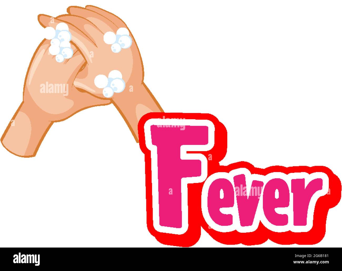 Fever font design with virus spreads from shaking hands on white ...