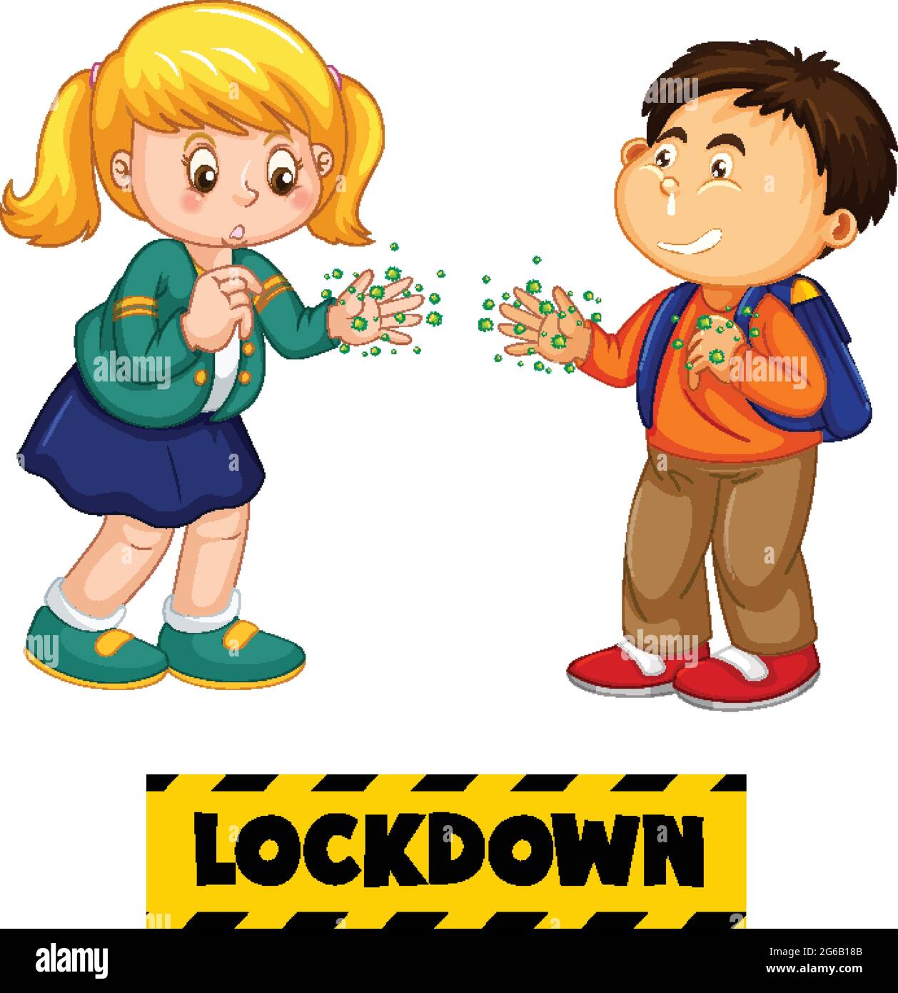 Two kids cartoon character do not keep social distance with Lockdown ...