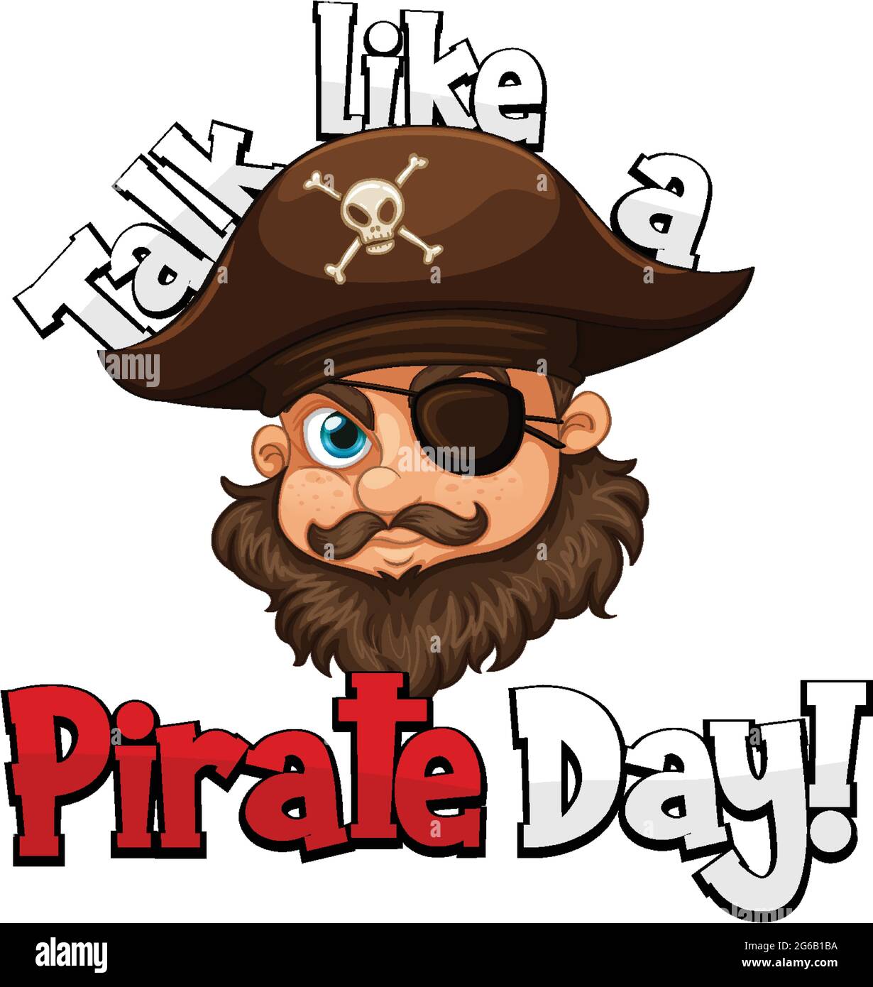 A pirate face with talk like a pirate day word on white background ...