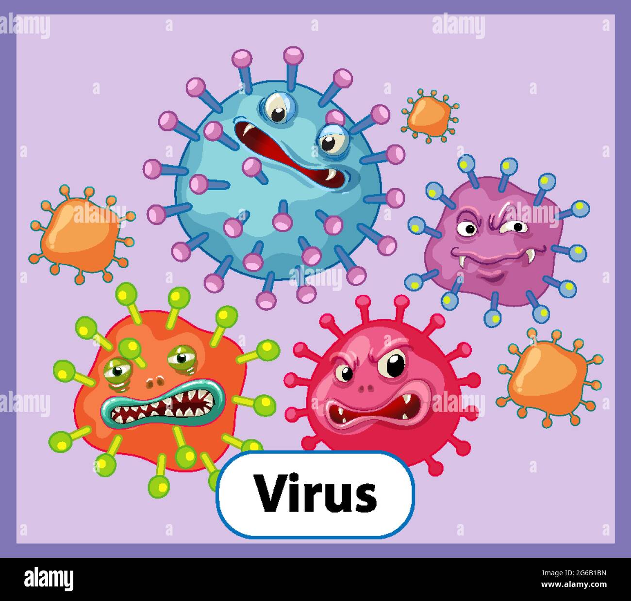 Educational English word card of Virus illustration Stock Vector Image ...