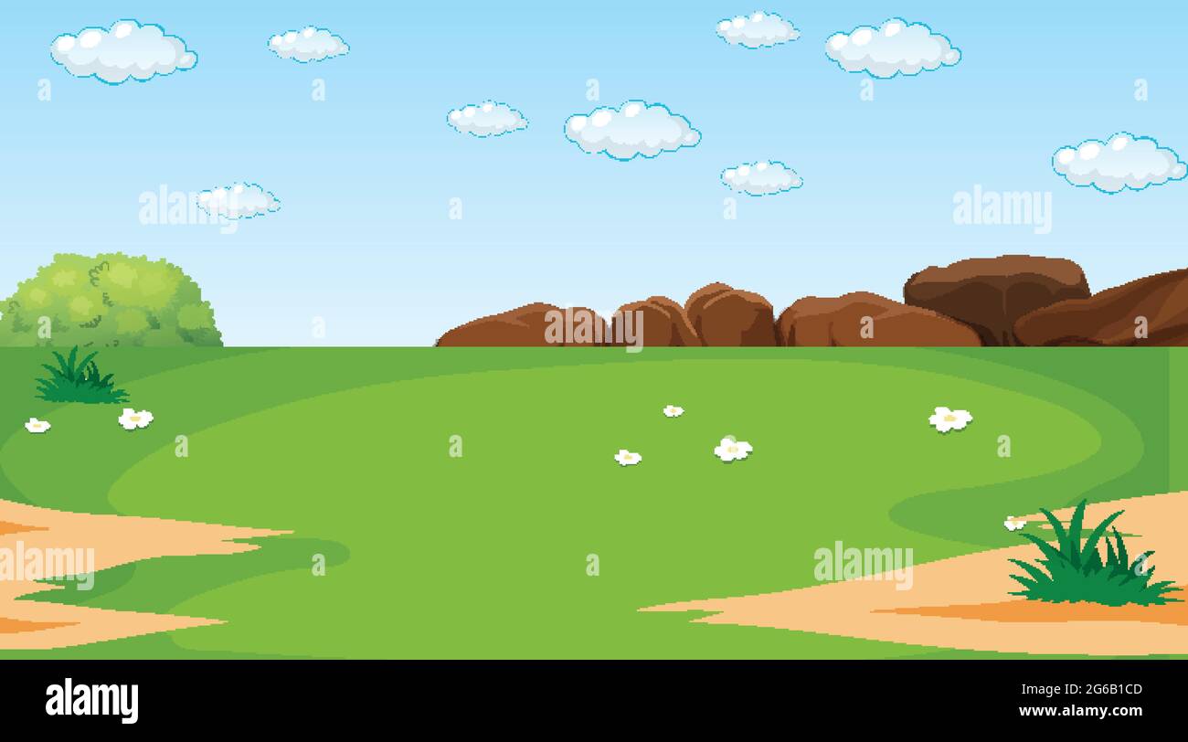 Blank nature park landscape scene at daytime illustration Stock Vector ...