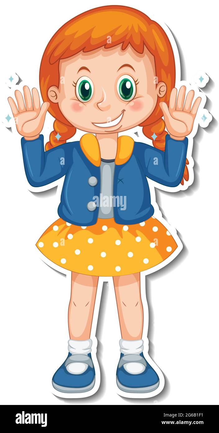 Sticker design with a girl showing her clean hands illustration Stock ...