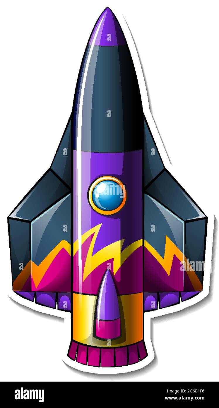 A sticker template with Rocket Space Cartoon isolated illustration ...