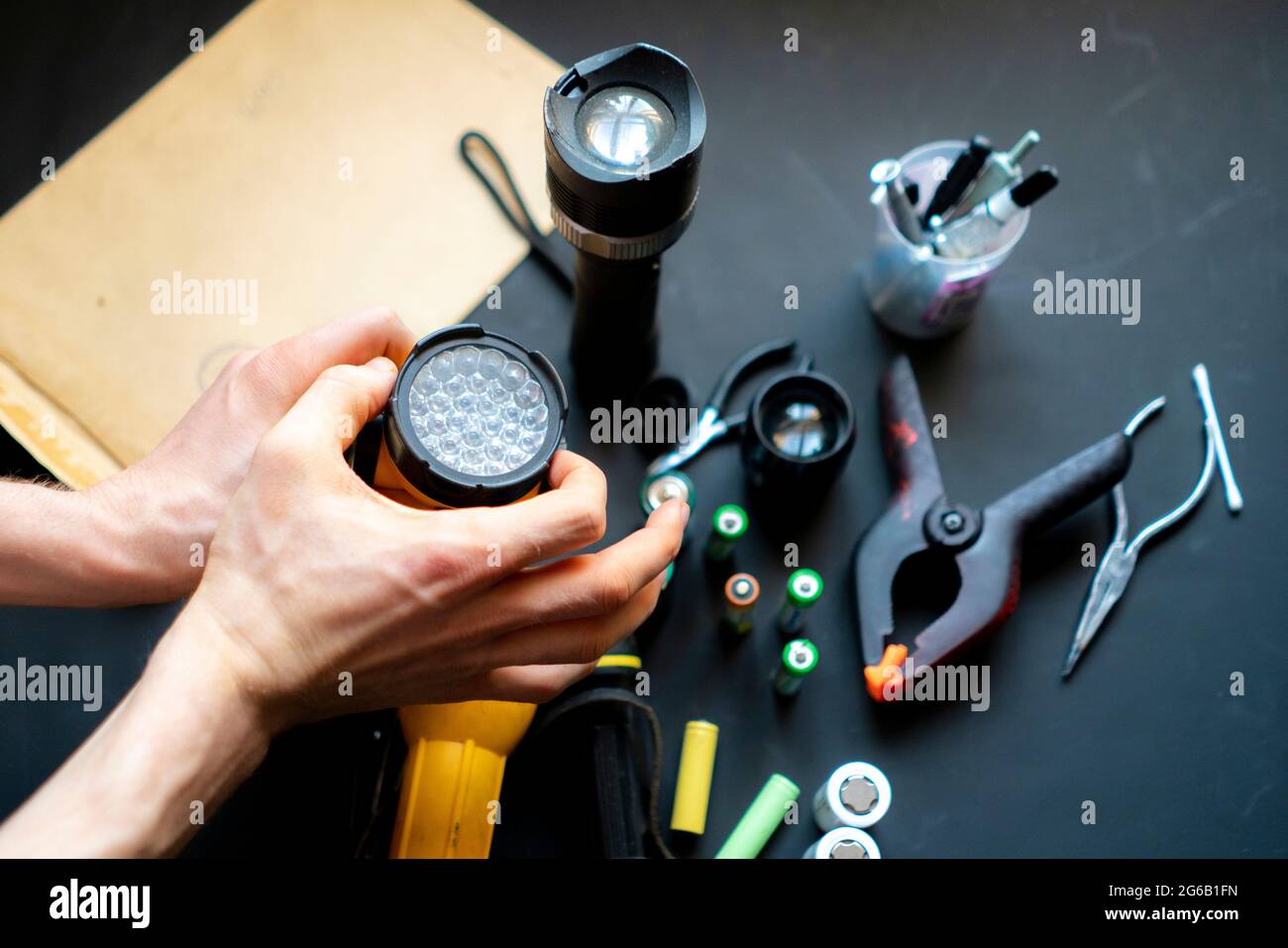Hand flashlight table hi-res stock photography and images - Alamy
