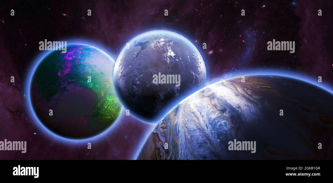 several planets in outer space, , solar system elements of this image ...