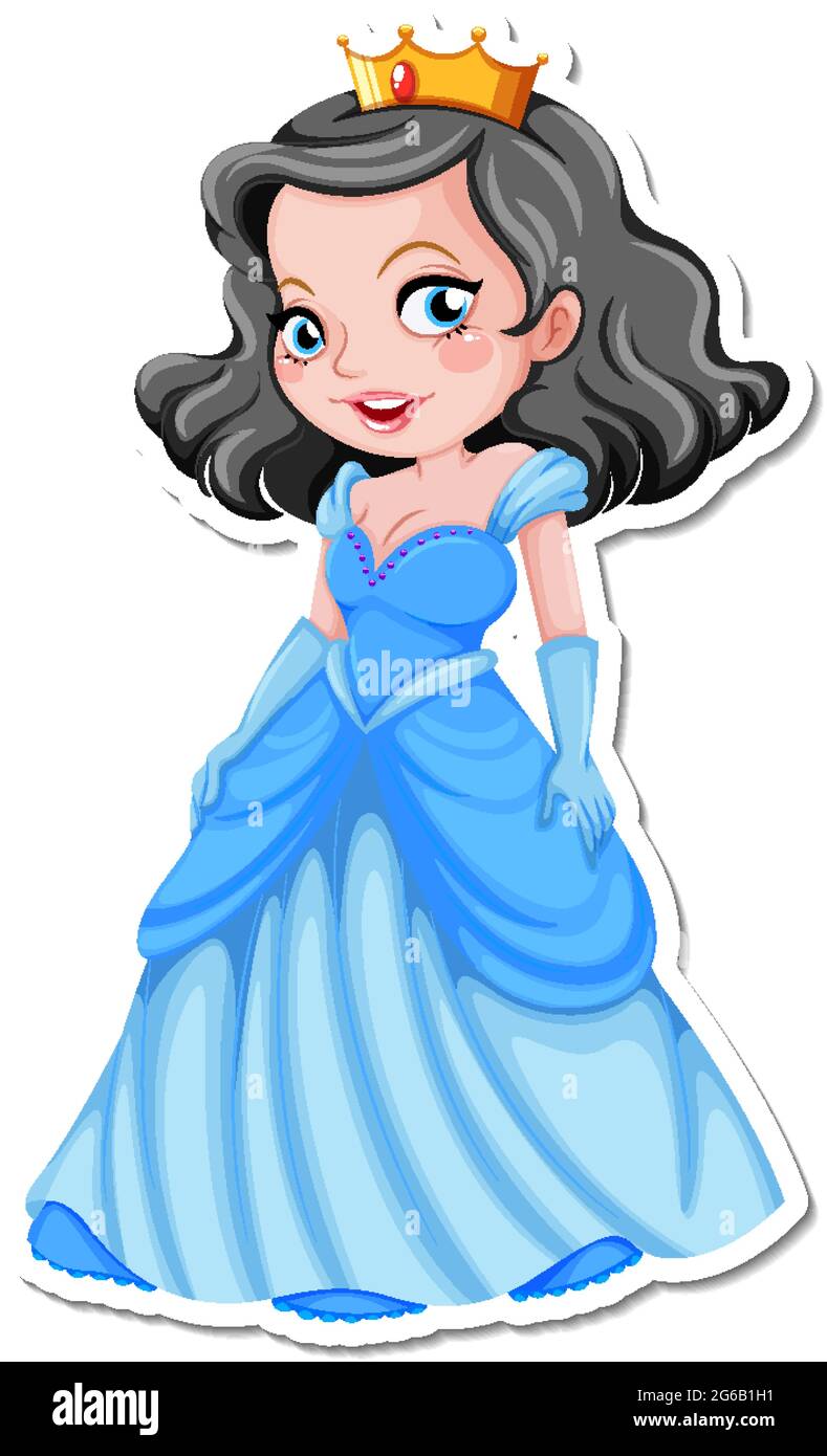 Beautiful princess cartoon character sticker illustration Stock Vector ...