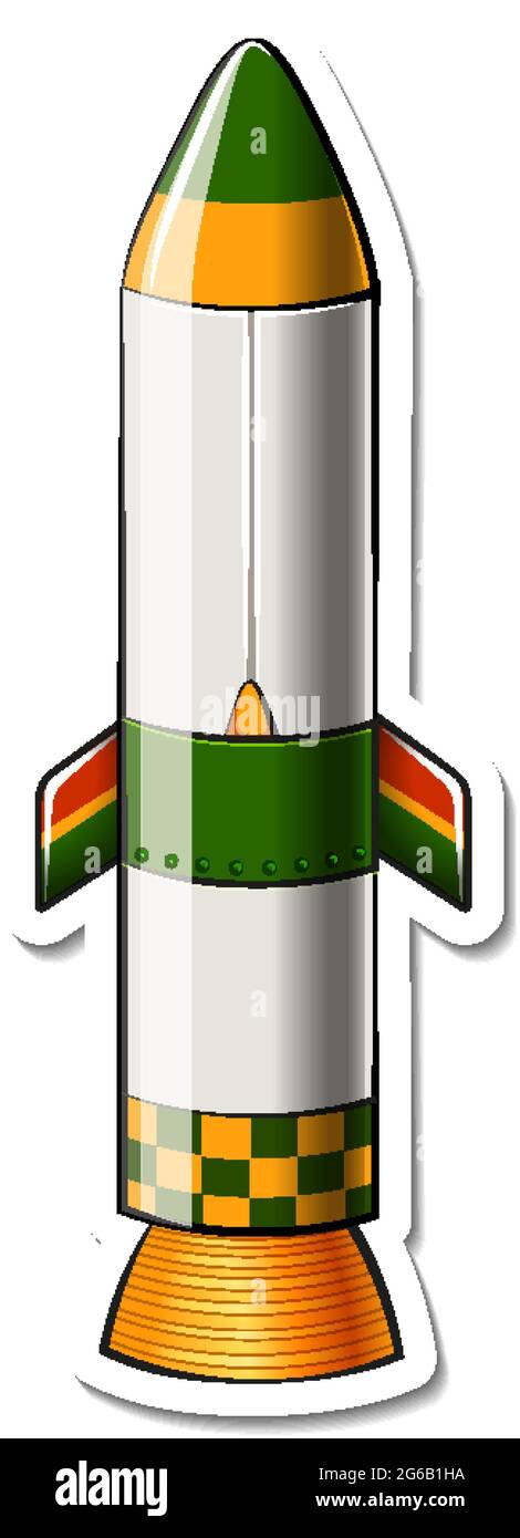 A sticker template with Rocket Space Cartoon isolated illustration ...