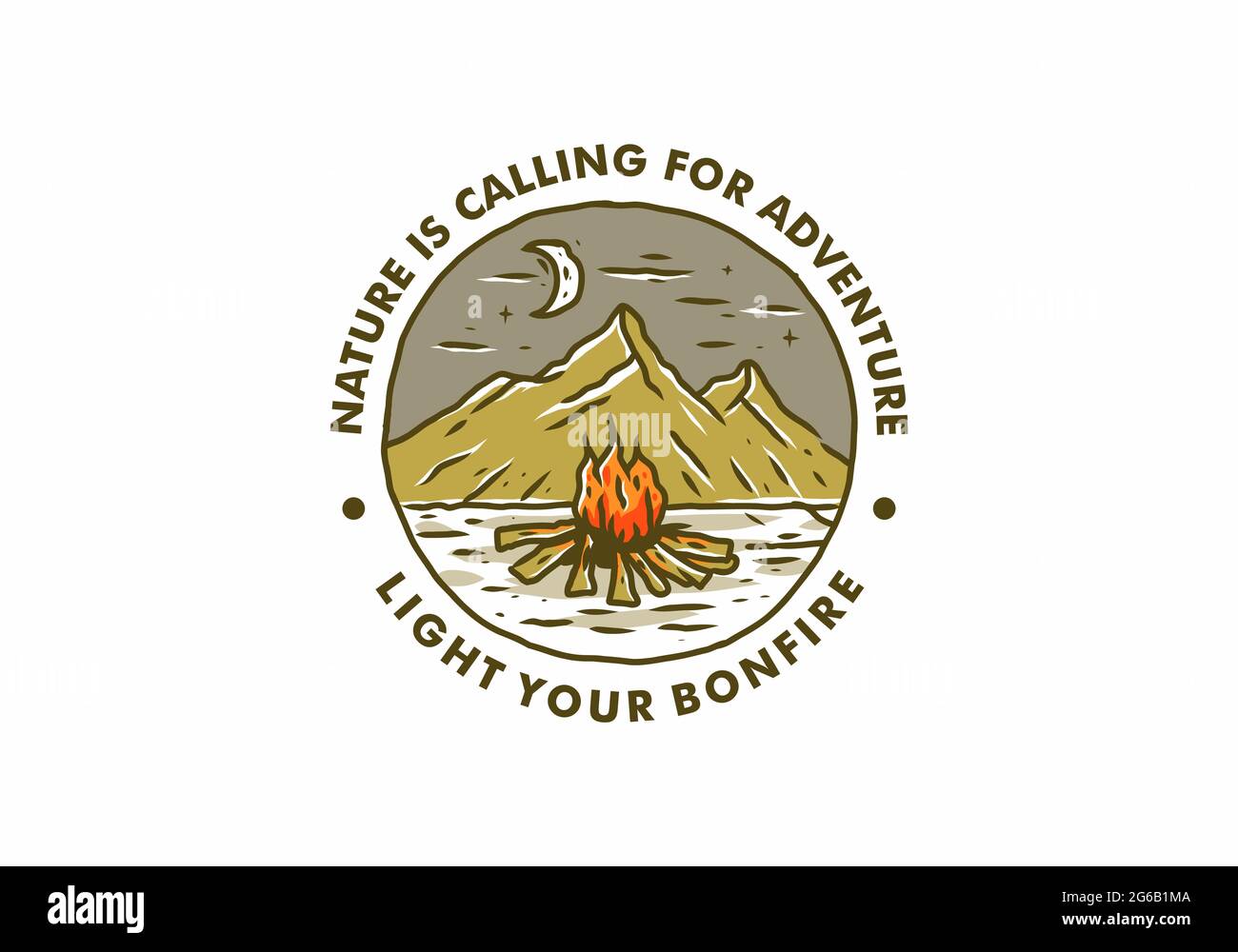 Illustration drawing of bonfire and mountain design Stock Vector Image ...