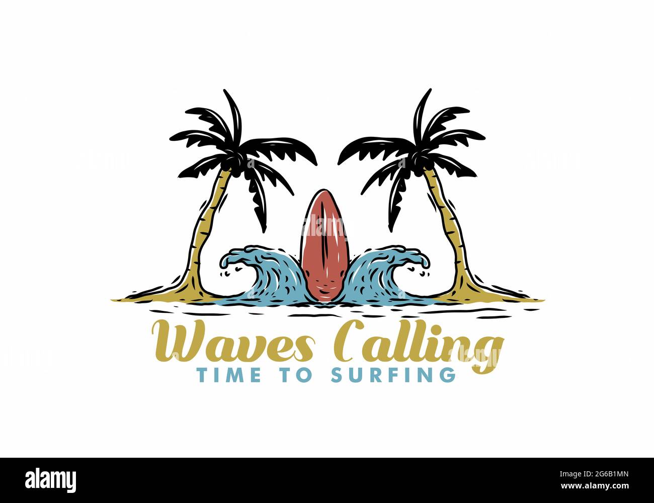 Illustration drawing of beach surfing design Stock Vector Image & Art ...