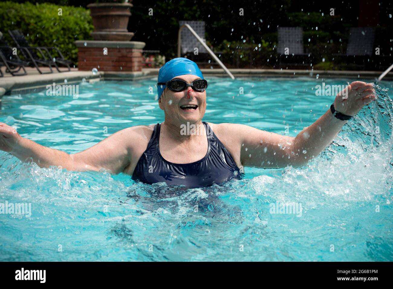 July 4, 2021, Brookhaven, Georgia, USA: ERIN SWENSON, 74, exercises in ...