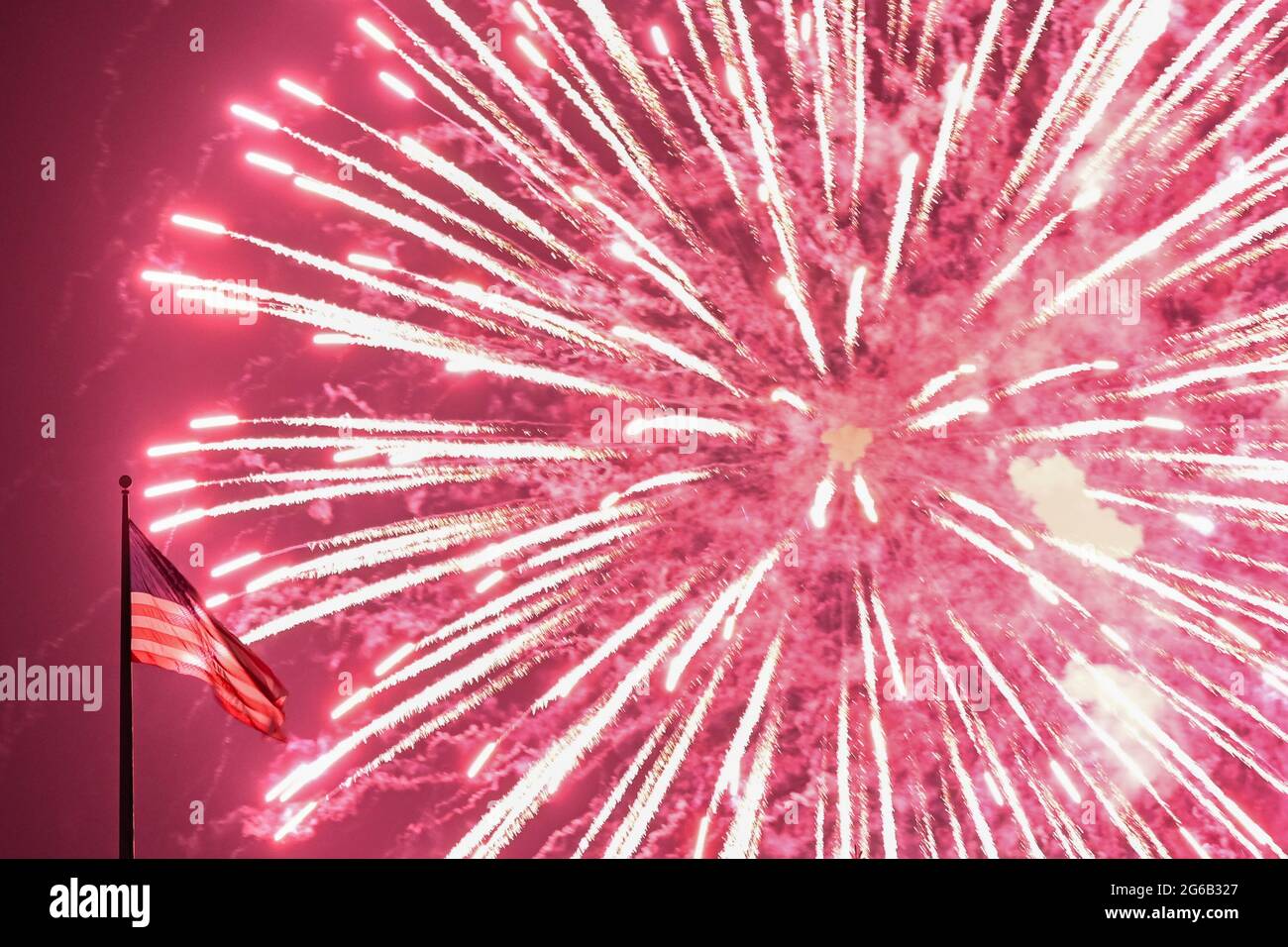 Philadelphia, USA. 4th July, 2021. The American flag is illuminated by ...