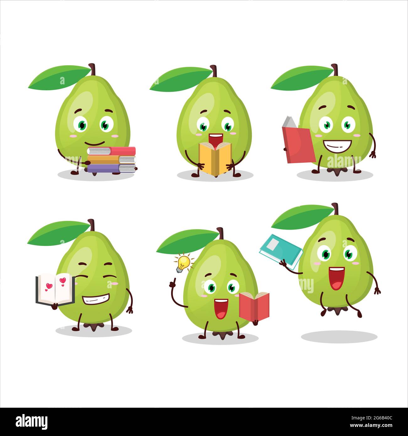 A picture of guava cartoon character concept reading an amusing book ...