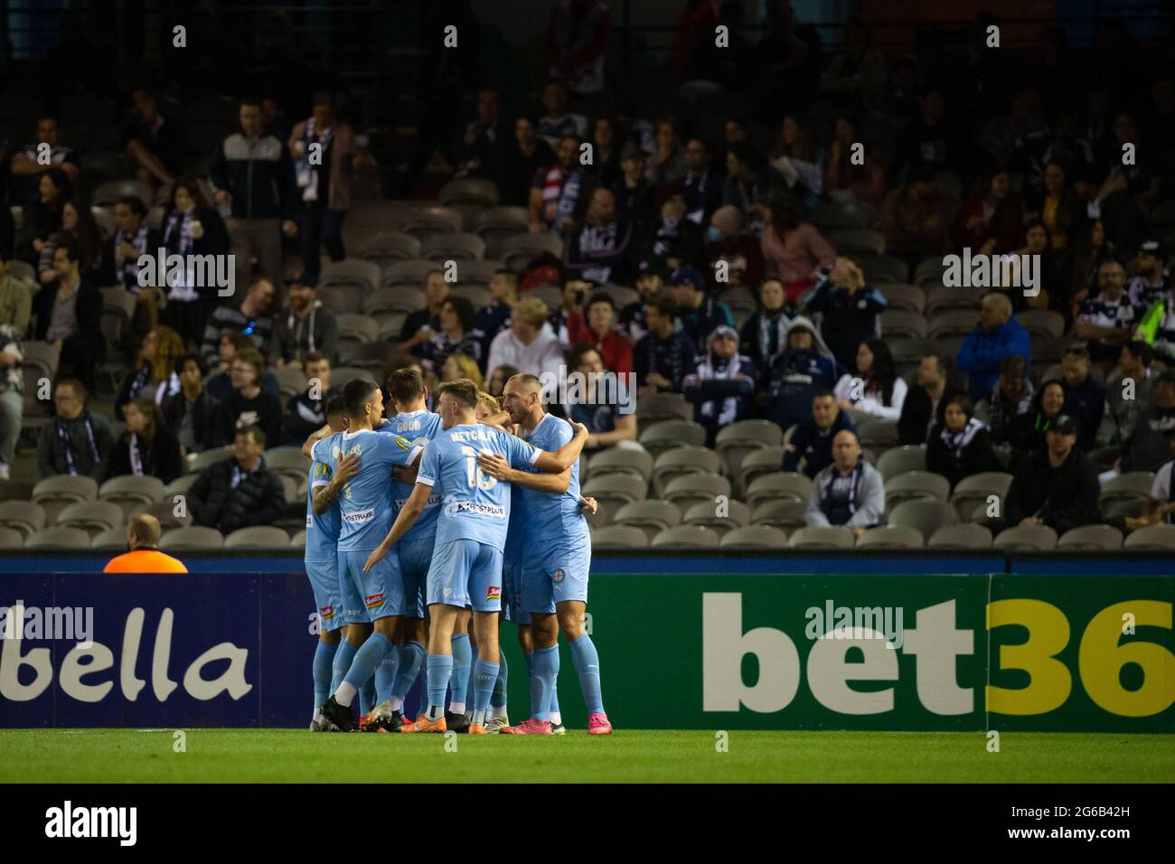 MELBOURNE, AUSTRALIA - MARCH 6: Melbourne City celebrate another goal ...