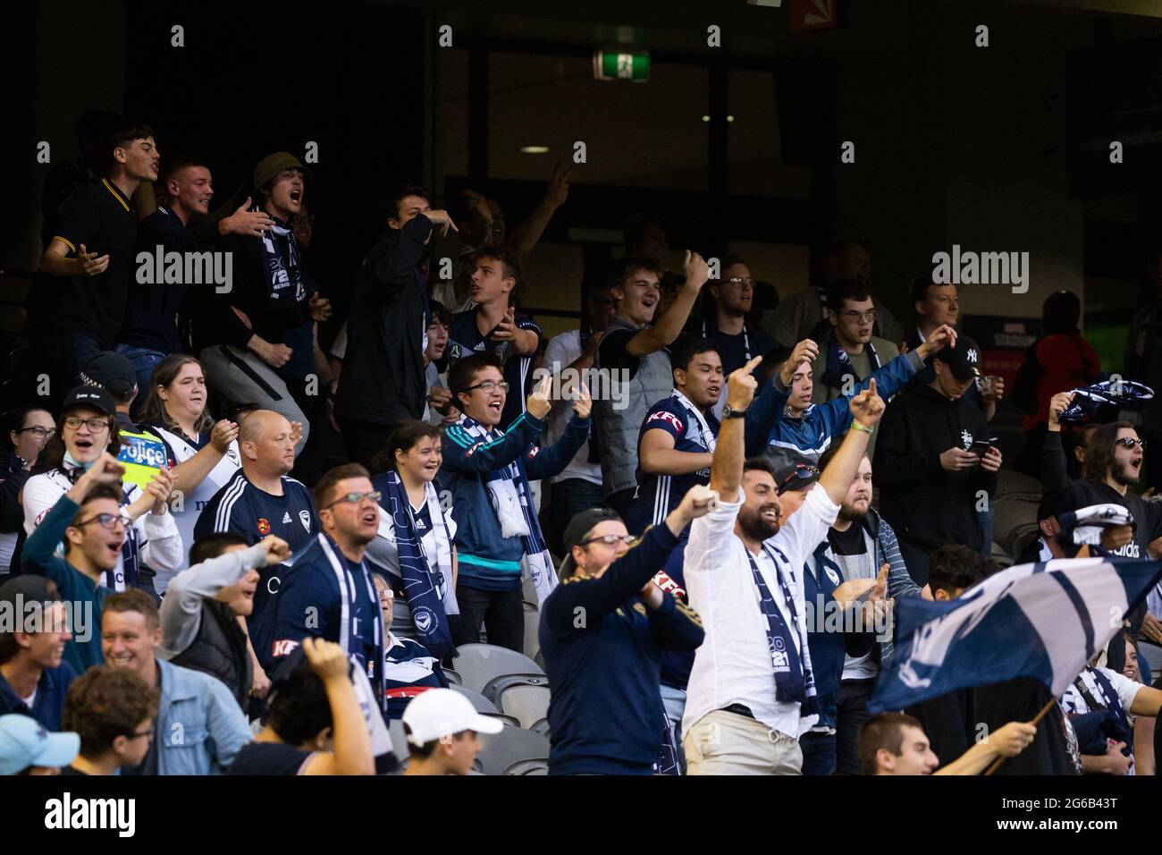 MELBOURNE, AUSTRALIA - MARCH 6: Melbourne Victory fans cheer during the ...