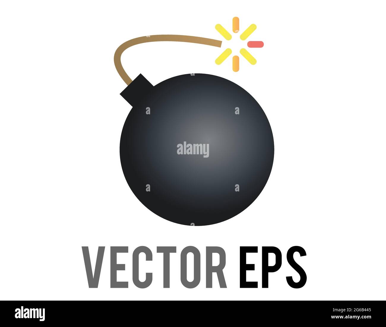 The isolated vector cartoon styled black bomb icon, depicted as a black ...